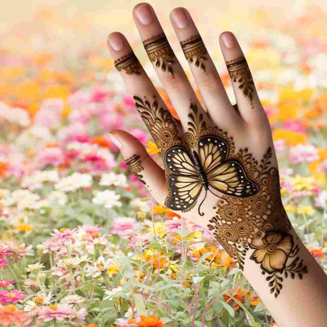 Butterfly Mehndi Design: Back Hand & Front Hand - Her Mehndi Design