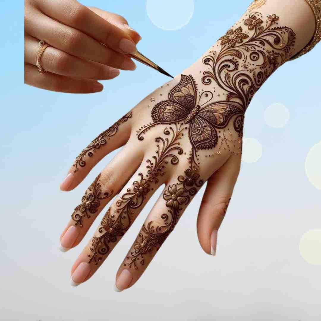 Butterfly Mehndi Design: Back Hand & Front Hand - Her Mehndi Design
